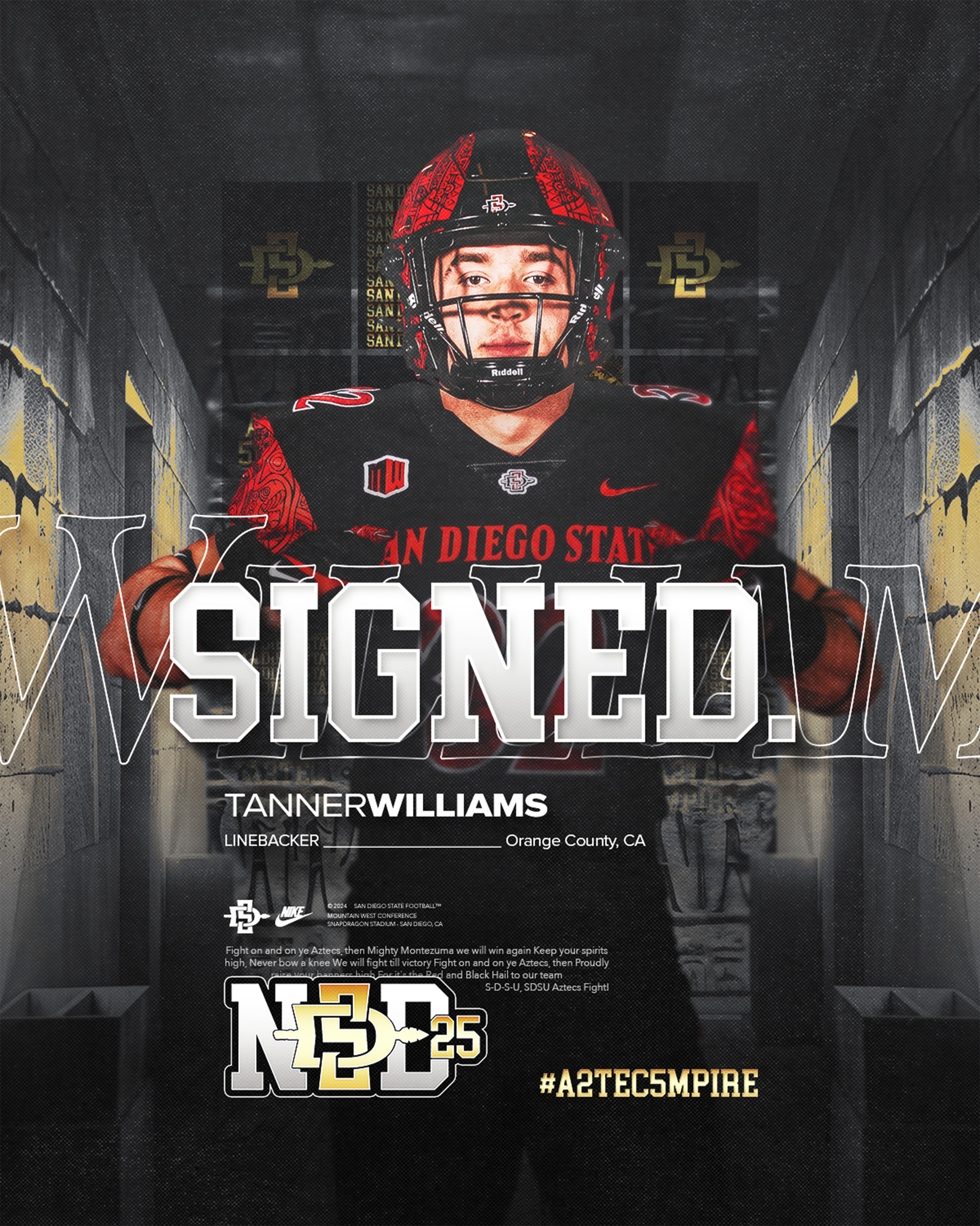 Tanner Williams - 2025 Football Signing Day Roster - San Diego State Aztecs